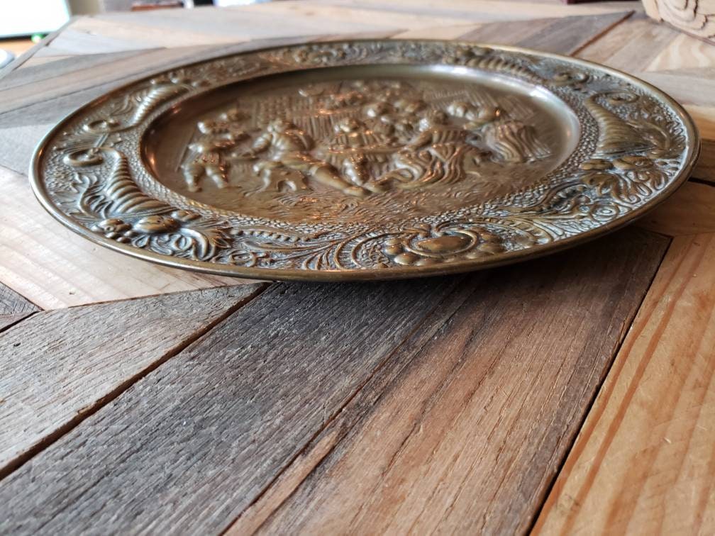 Vintage Brass Plate Colonial Pub Plate Etched Brass Plate - Etsy