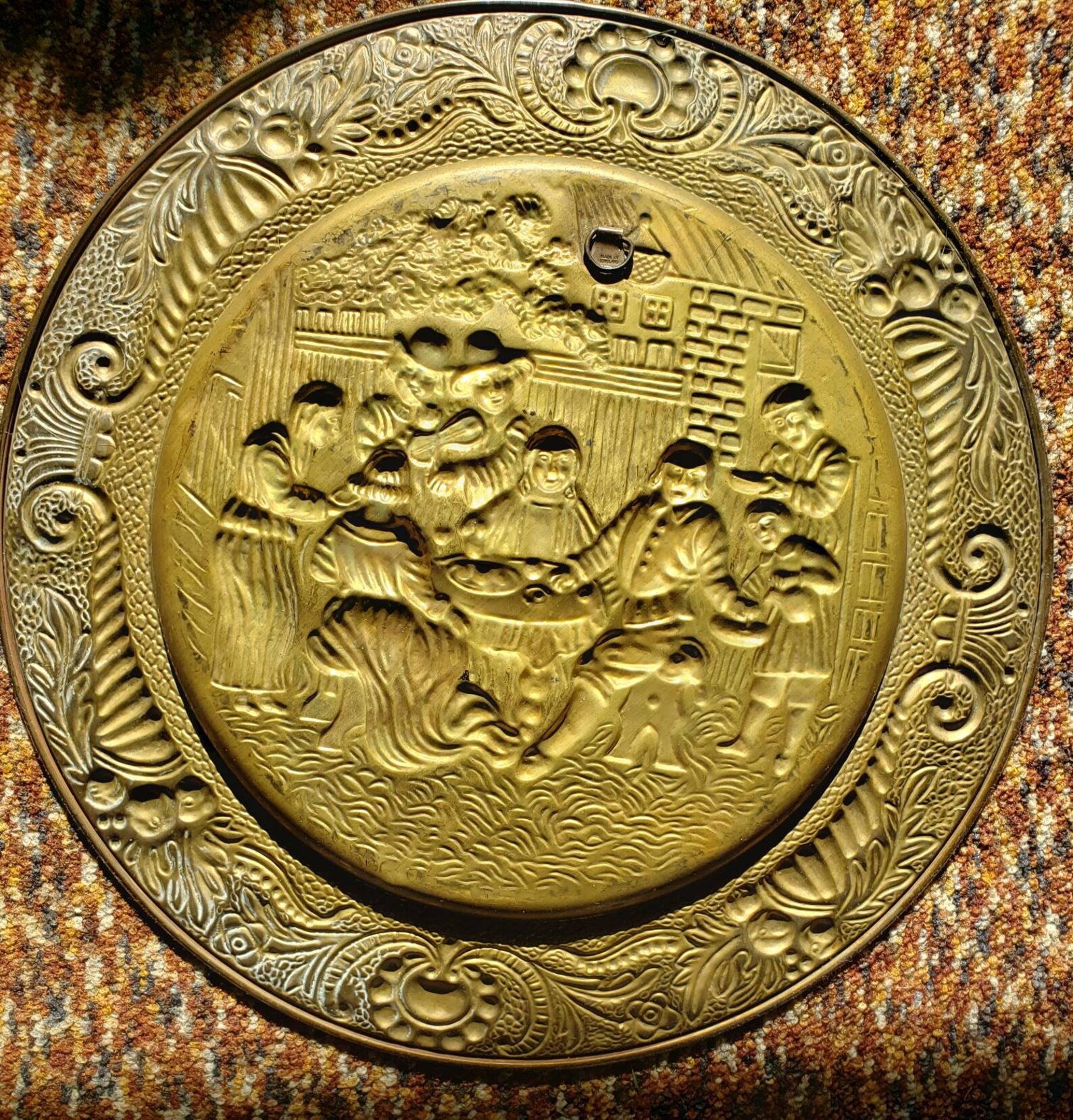 Vintage Brass Plate Colonial Pub Plate Etched Brass Plate - Etsy