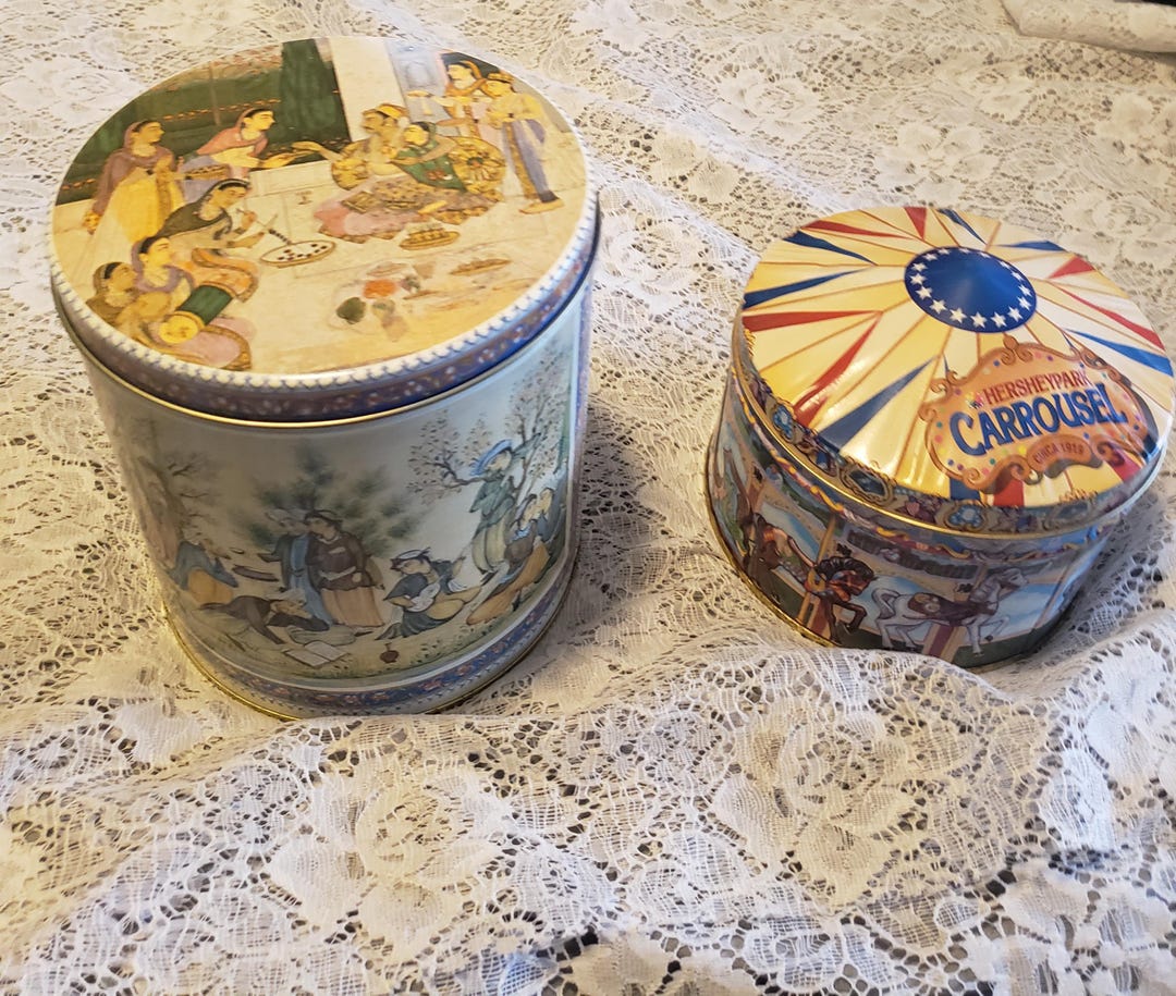 Vintage Tins, Oriental Tin, Metal Tin, Storage Tin, Unique Tin ...
