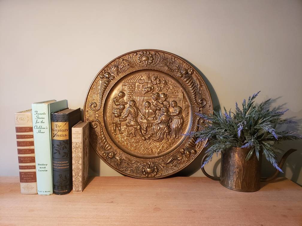 Vintage Brass Plate, Colonial Pub Plate, Etched Brass Plate, Bar Decor ...