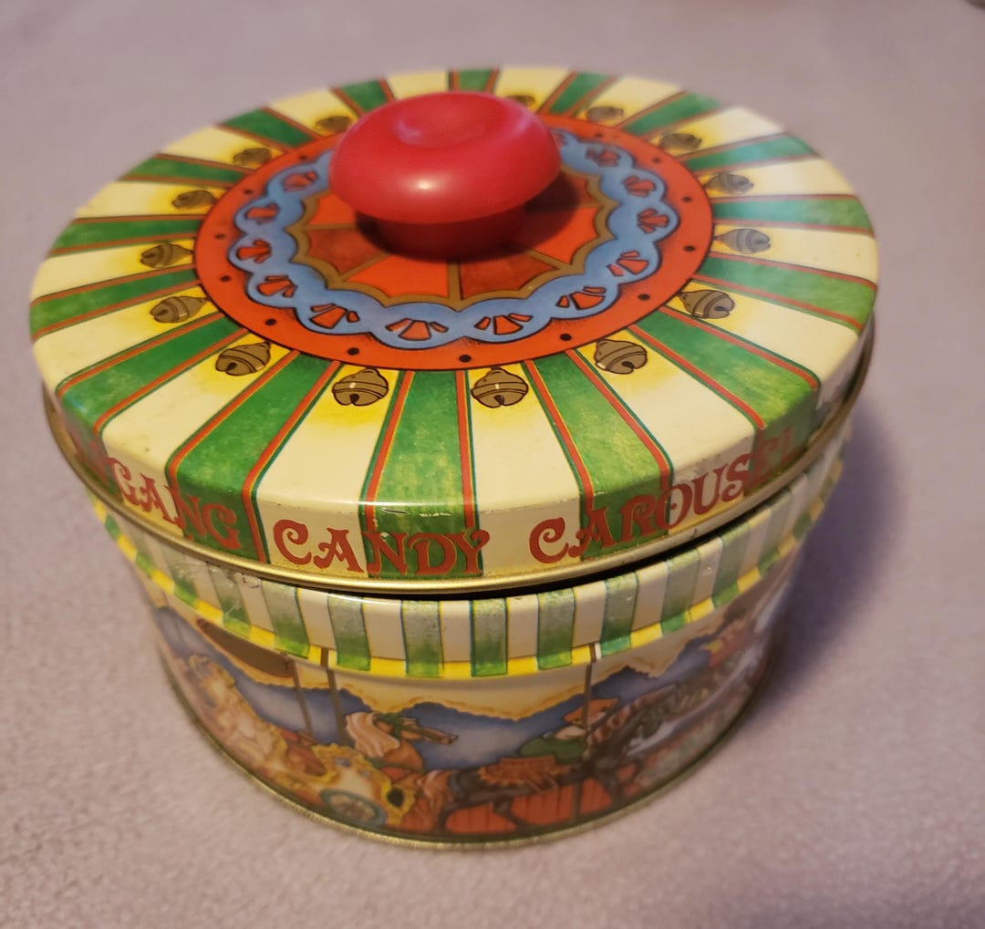 Vintage Tins, Metal Tins, Collectible Tins, Carousel Tin, Cracker Jack ...