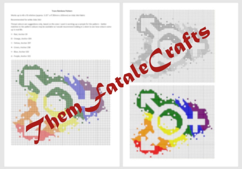 PATTERN ONLY Trans Symbol Rainbow Splatter Xstitch Pattern - Etsy