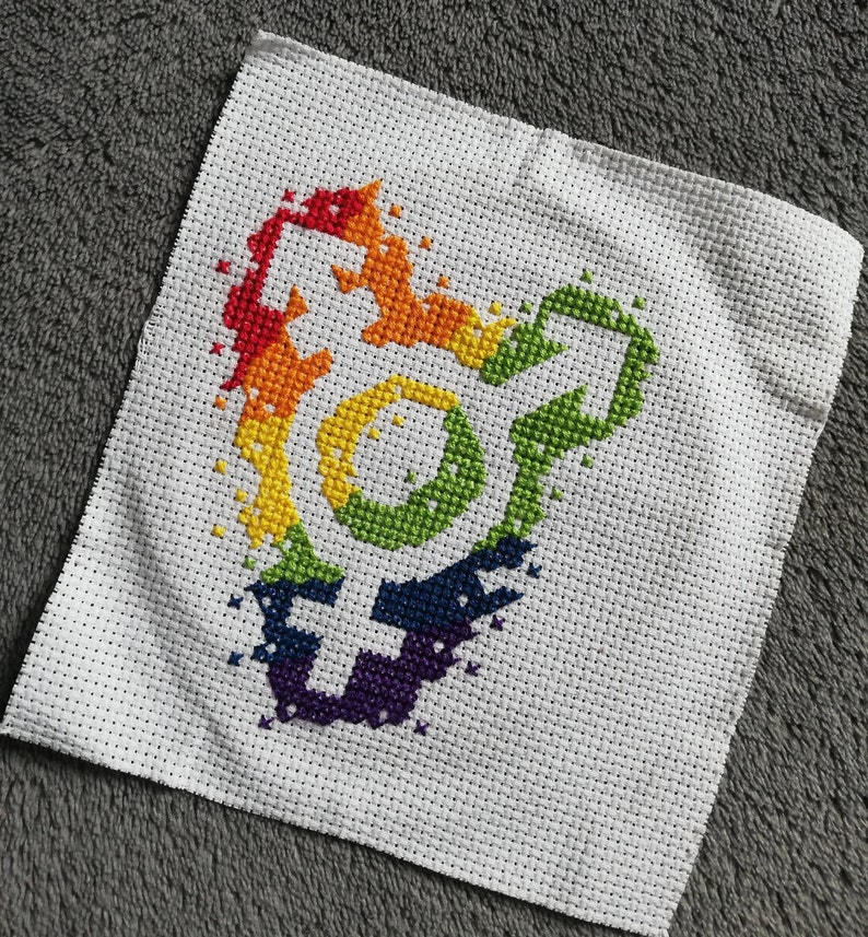 PATTERN ONLY Trans Symbol Rainbow Splatter Xstitch Pattern - Etsy