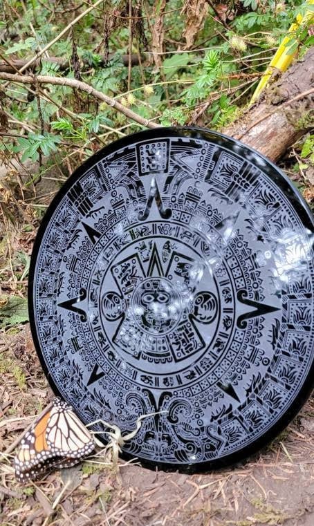 Aztec Calendar Obsidian Mirror 4 6 8 - Etsy UK