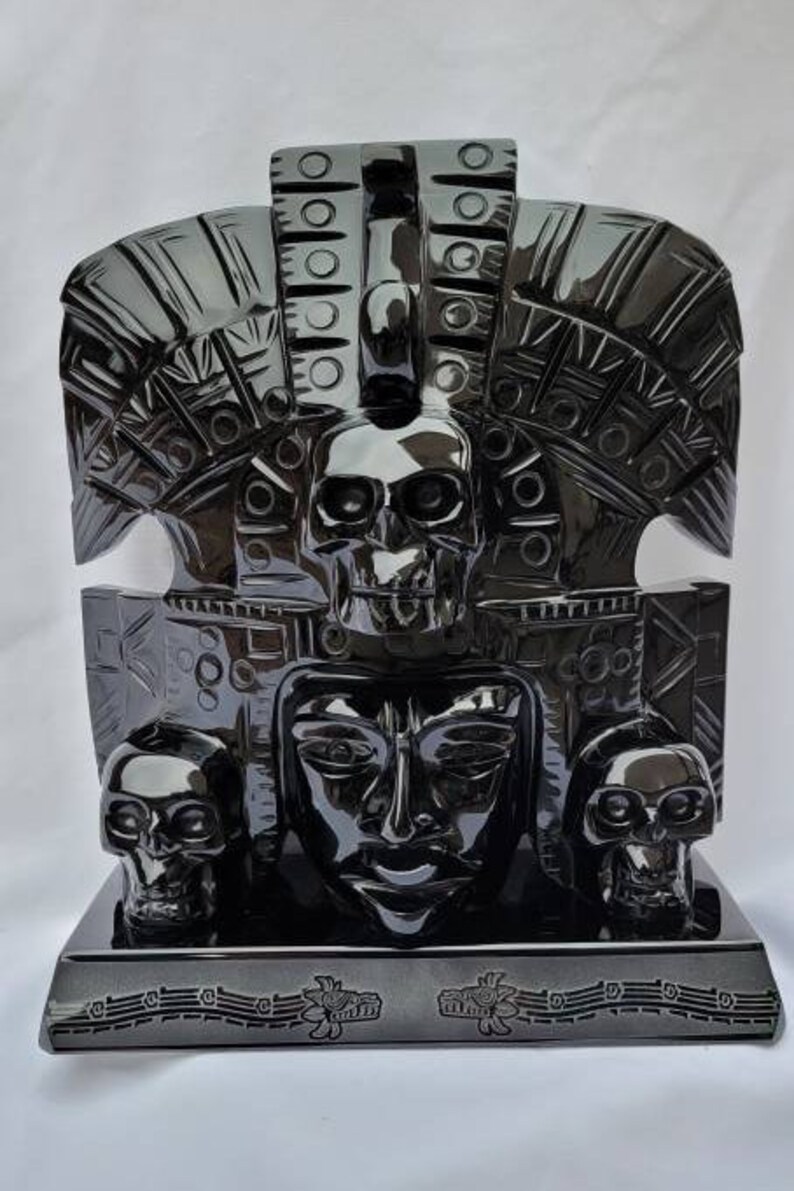 ONE of a KIND Golden Sheen Obsidian Aztec Skull Mask Hand | Etsy