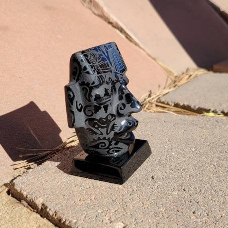 Etched Golden Sheen Obsidian Mask Aztec & Mayan Alter | Etsy