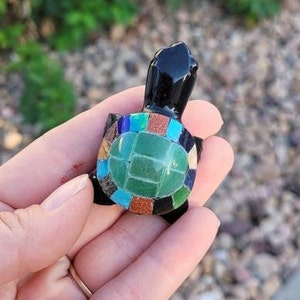 Obsidian Turtles Hand Carved Inlayed With Multiple Stones From Mexico ...
