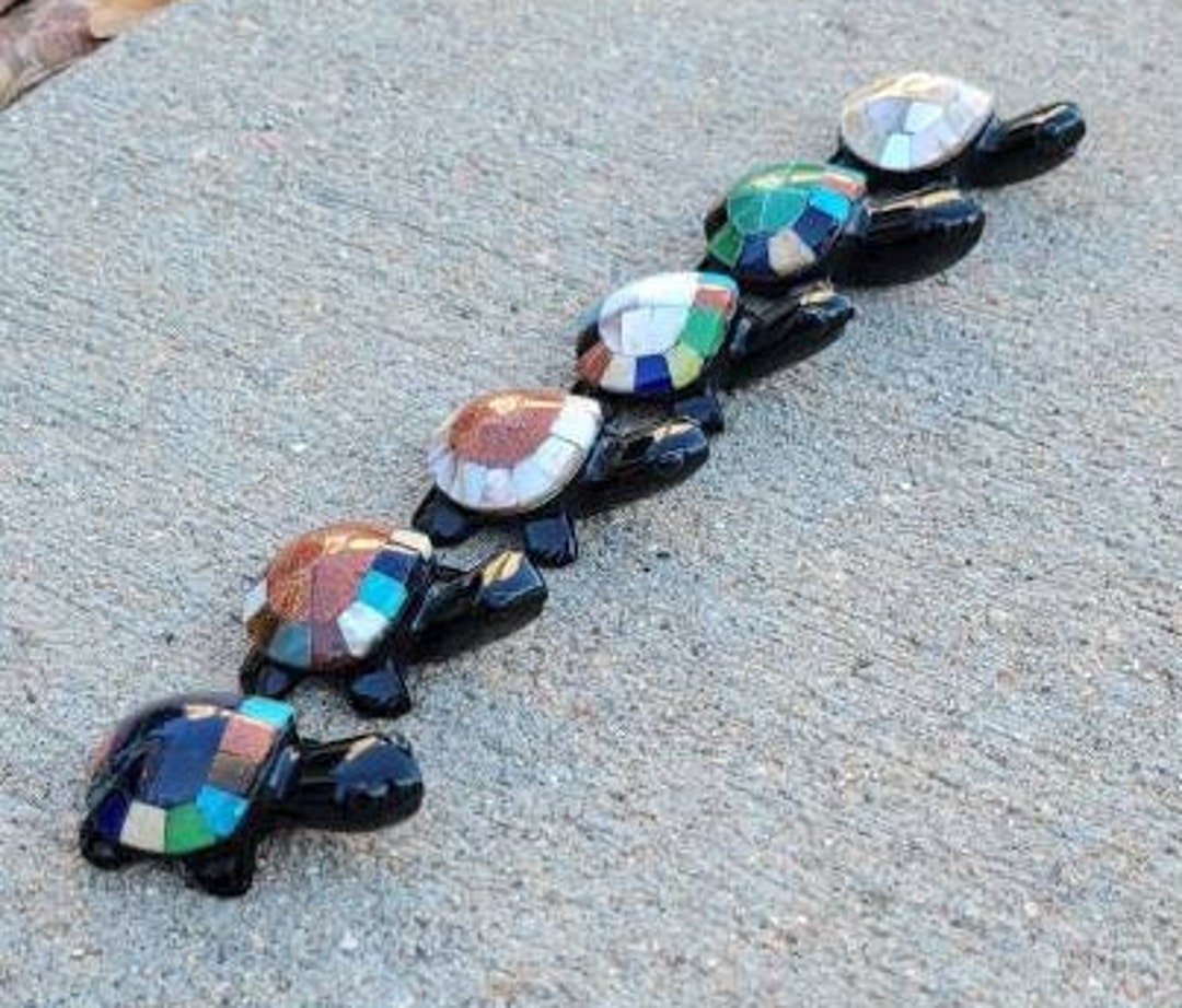 Obsidian Turtles Hand Carved Inlayed With Multiple Stones From Mexico ...