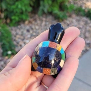 Obsidian Turtles Hand Carved Inlayed With Multiple Stones From Mexico ...