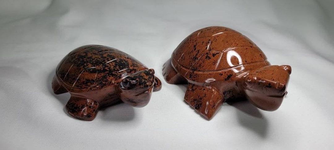 Mahogany Obsidian Turtle Hand Carved From Mexico * Paper Weight * Alter ...