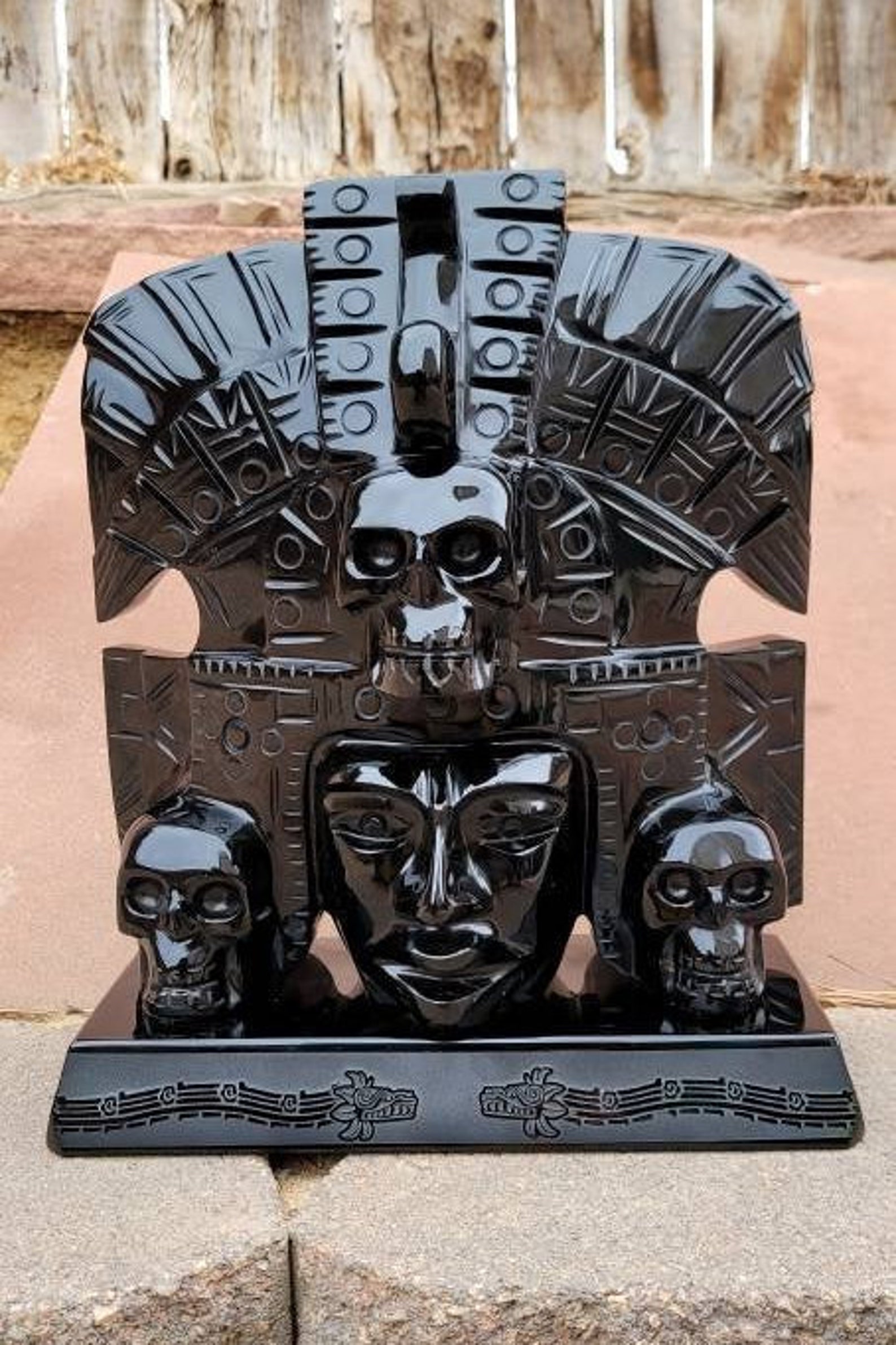 ONE of a KIND Golden Sheen Obsidian Aztec Skull Mask Hand | Etsy