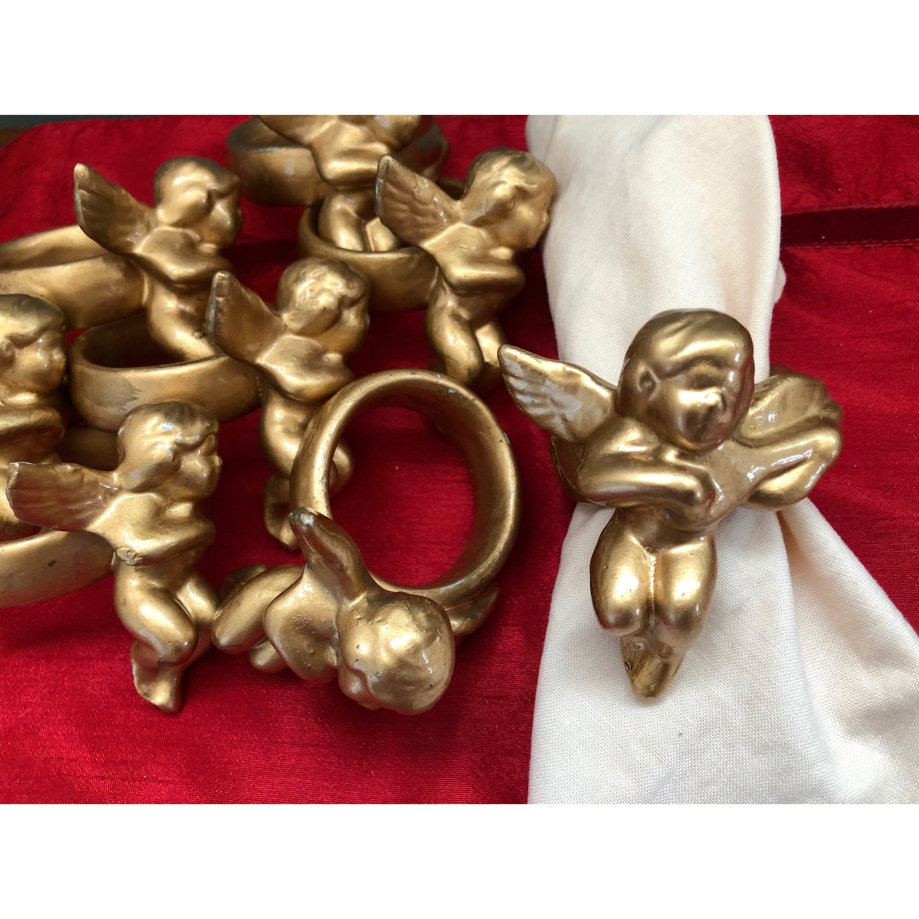Angel Napkin Rings Gold Cherub Cloth Napkin Holders Set of 8 | Etsy