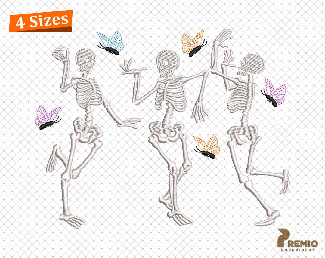 Dancing Skeletons Embroidery Design, Halloween Spring Machine ...
