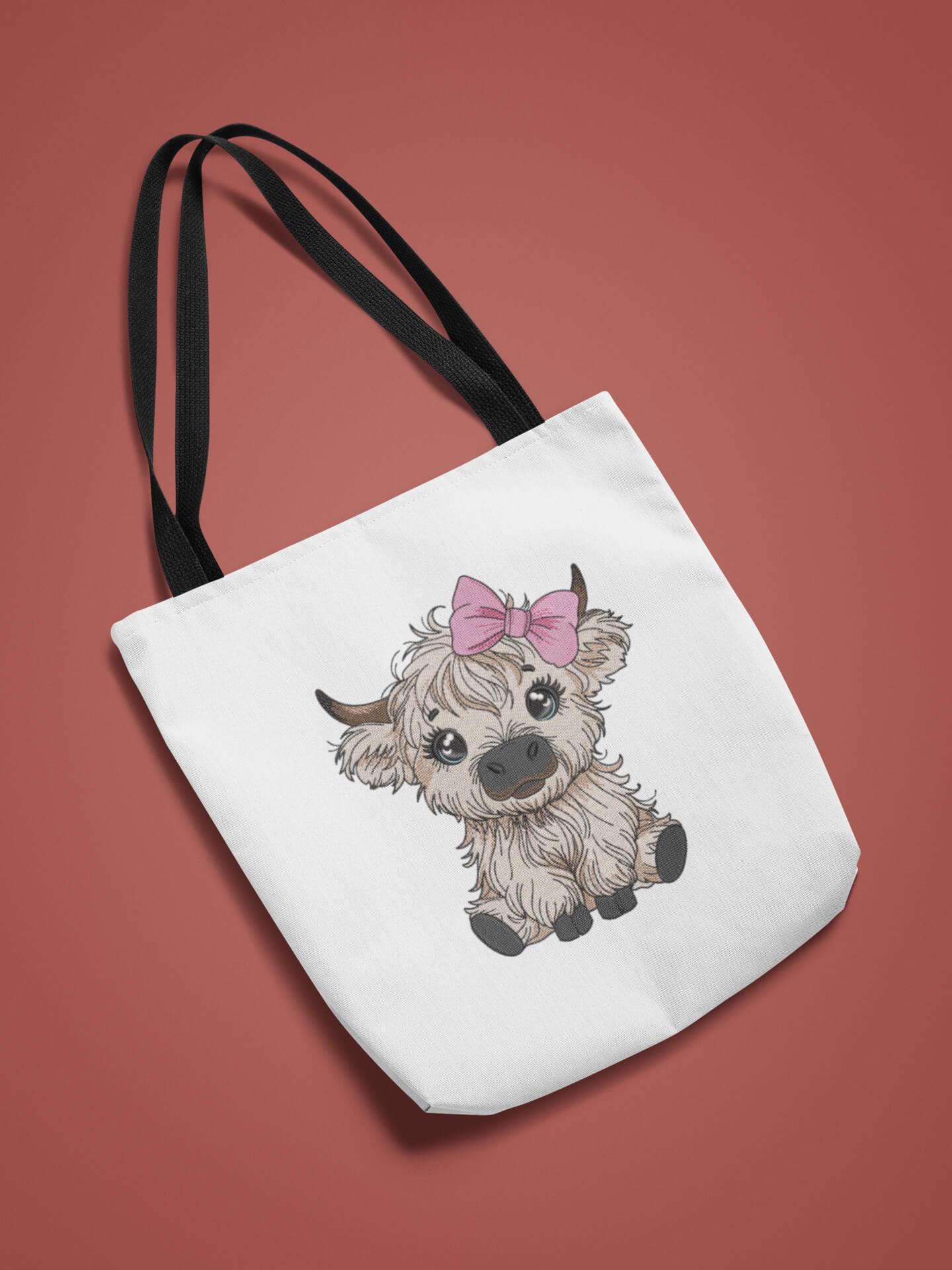 Cute Highland Cow Embroidery Design, Furry Cow Bow Machine Embroidery ...