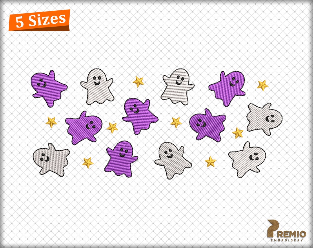 Spooky Ghost Embroidery Designs, Smily Cute Ghost Embroidery Machine ...