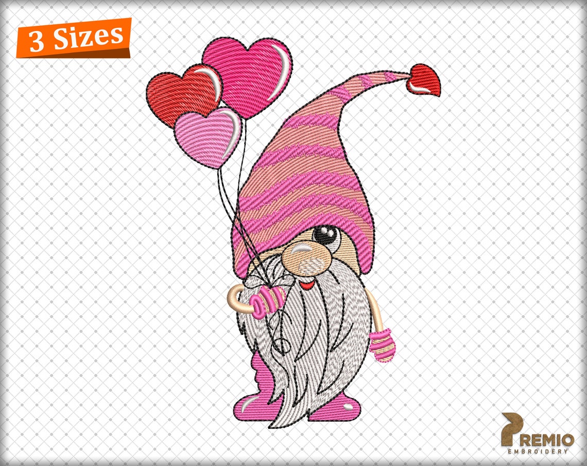 Valentines Day Gnome Machine Embroidery Design Valentine Day - Etsy