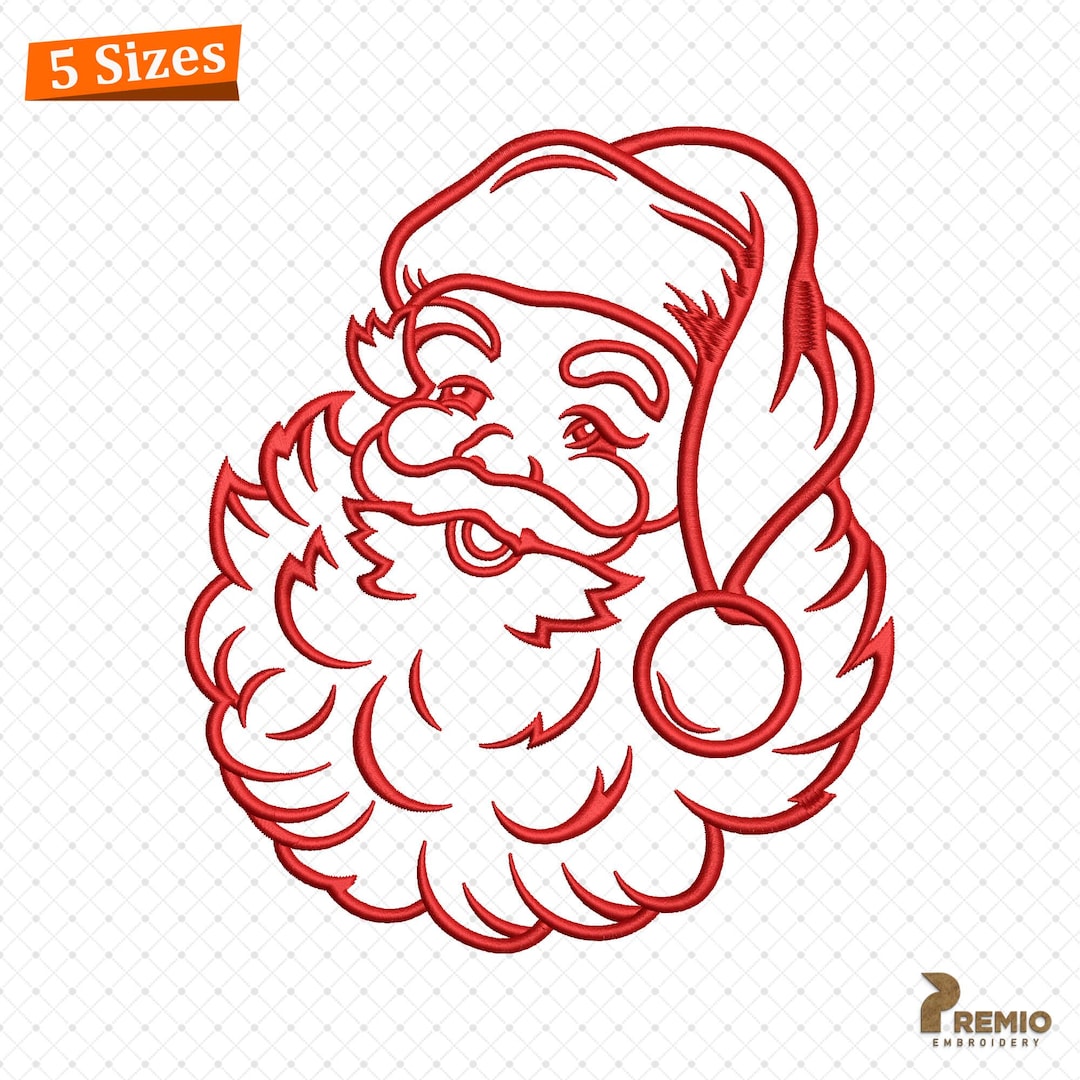 Santa Face Embroidery Design, Vintage Santa Christmas Machine ...