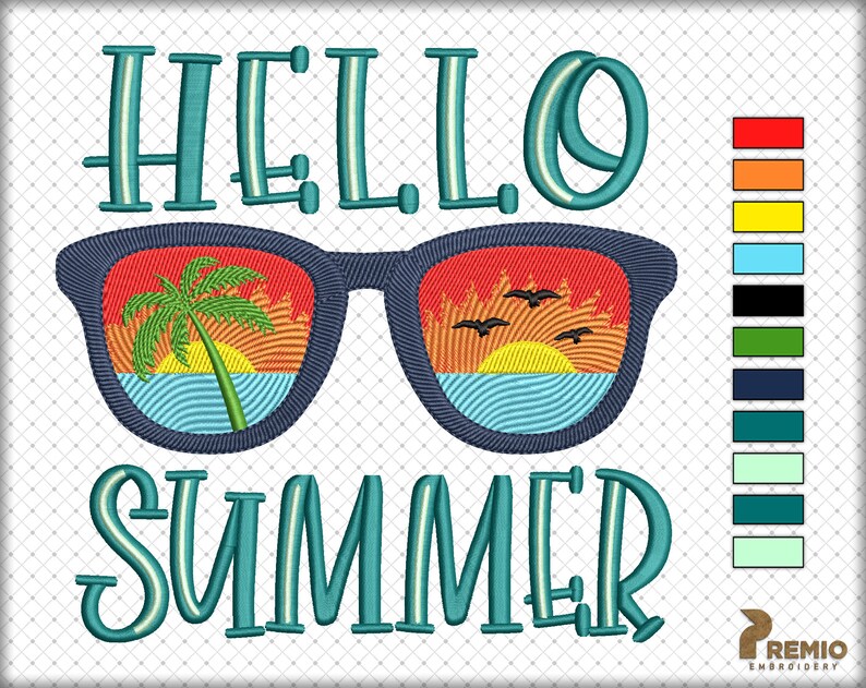 Hello Summer Embroidery Design, Summer Embroidery Designs, Summer ...