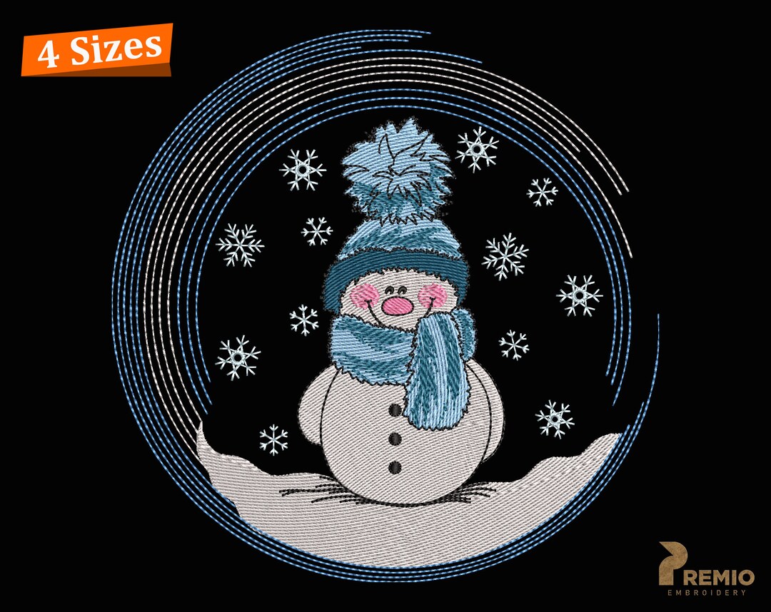 Snowman Embroidery Designs, Cute Snowman Christmas Machine Embroidery ...