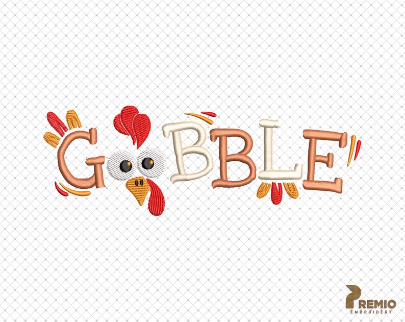 Gobble Embroidery Design, Gobble Till You Wobble Embroidery Files ...