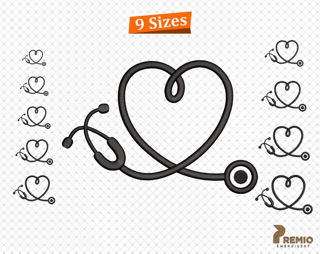 Heart Stethoscope Embroidery Design, Stethoscope Nurse Embroidery Files ...