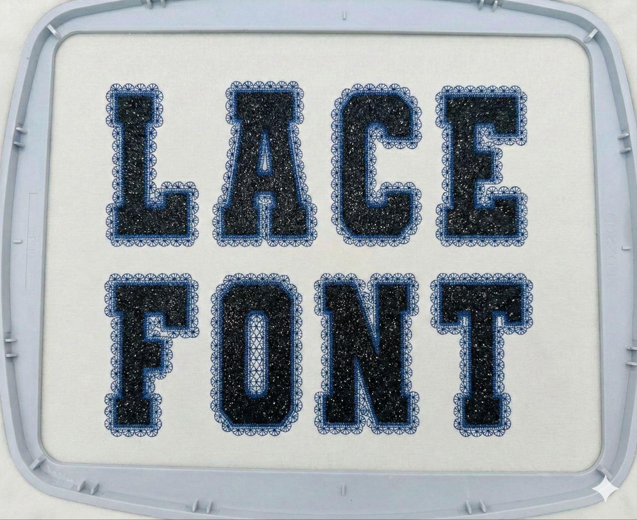 Lace Embroidery Font, Lace Applique Font Embroidery Design, Faux Lace ...