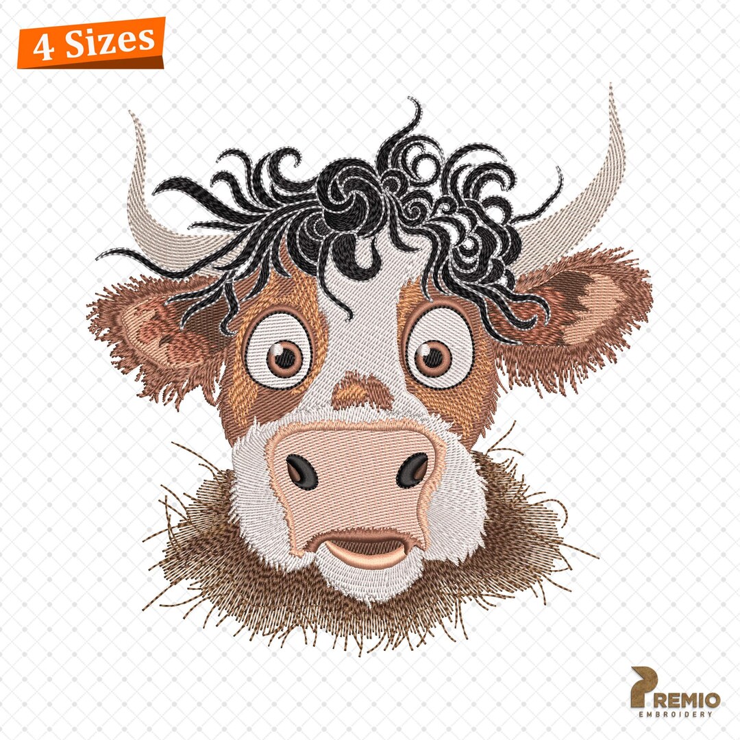 Funny Highland Cow Embroidery Design, Funny Heifer Cow Lovers Machine ...
