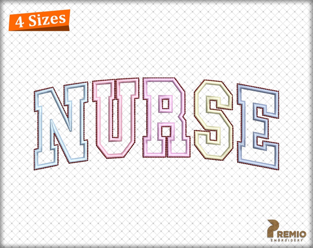 Nurse Arched Embroidery Design, Registered Nurse Embroidery Files ...