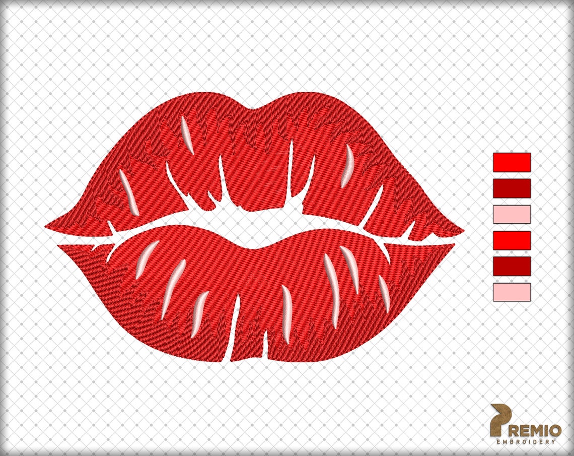 Lips Embroidery Design, Kissy Lips Embroidery Designs, Heart Lips ...
