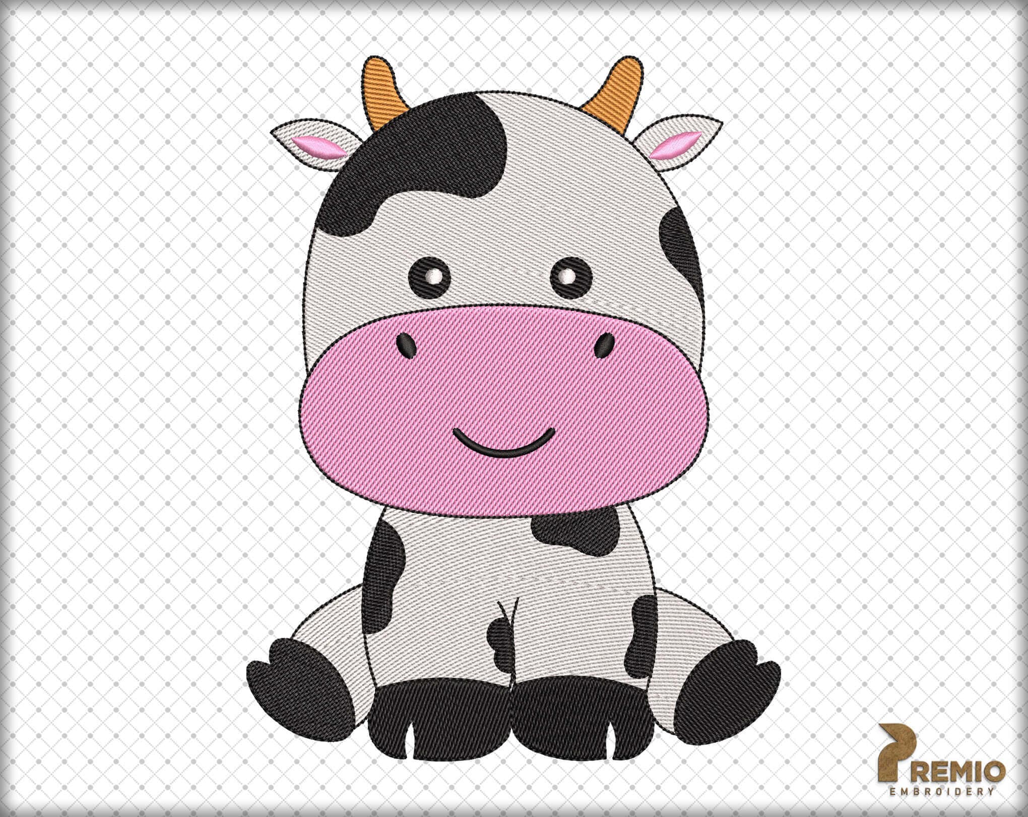 Cow Print Embroidery Cute Cow Face & Number Applique Machine - Etsy