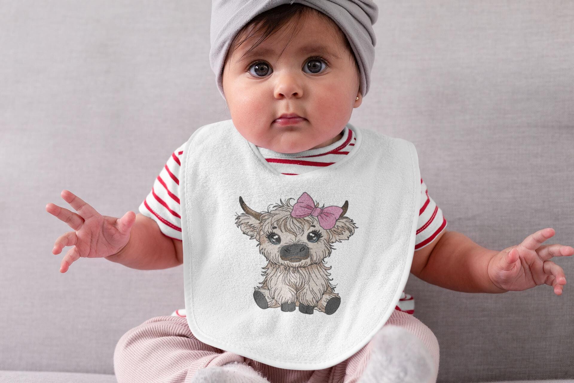 Cute Highland Cow Embroidery Design, Furry Cow Bow Machine Embroidery ...