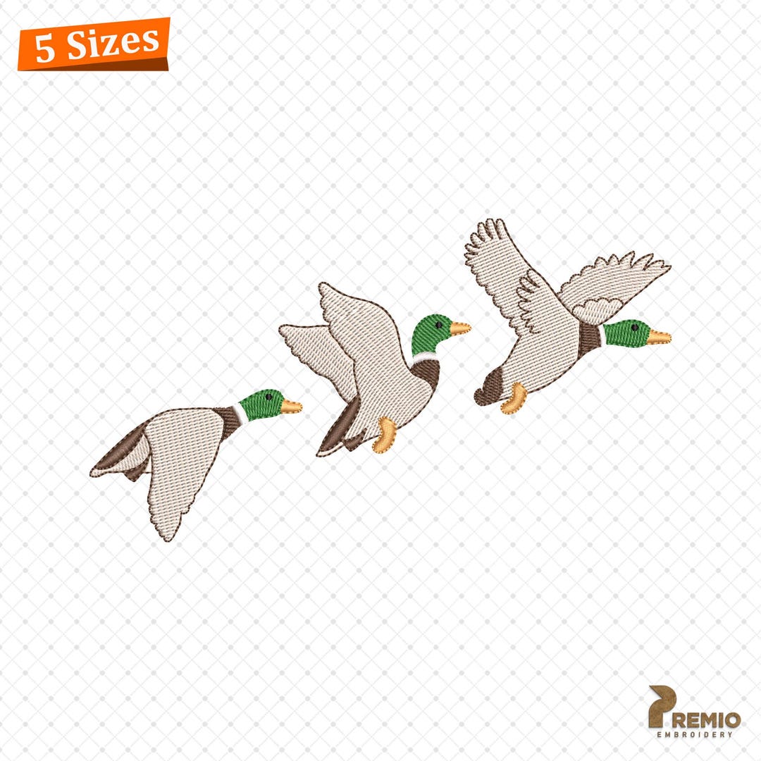 Mallard Duck Ducklings Embroidery Design, Four Mallard Duck Scene ...