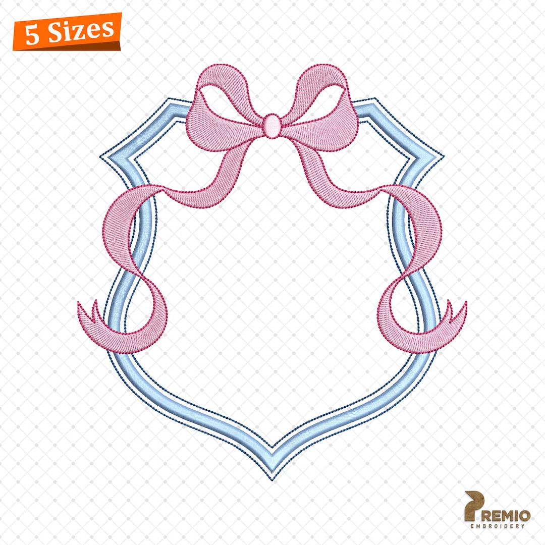 Bow Monogram Frame Embroidery Design, Monogram Bow Machine Embroidery ...