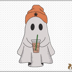 Ghost Coffee Embroidery Designs, Iced Coffee Halloween Machine ...