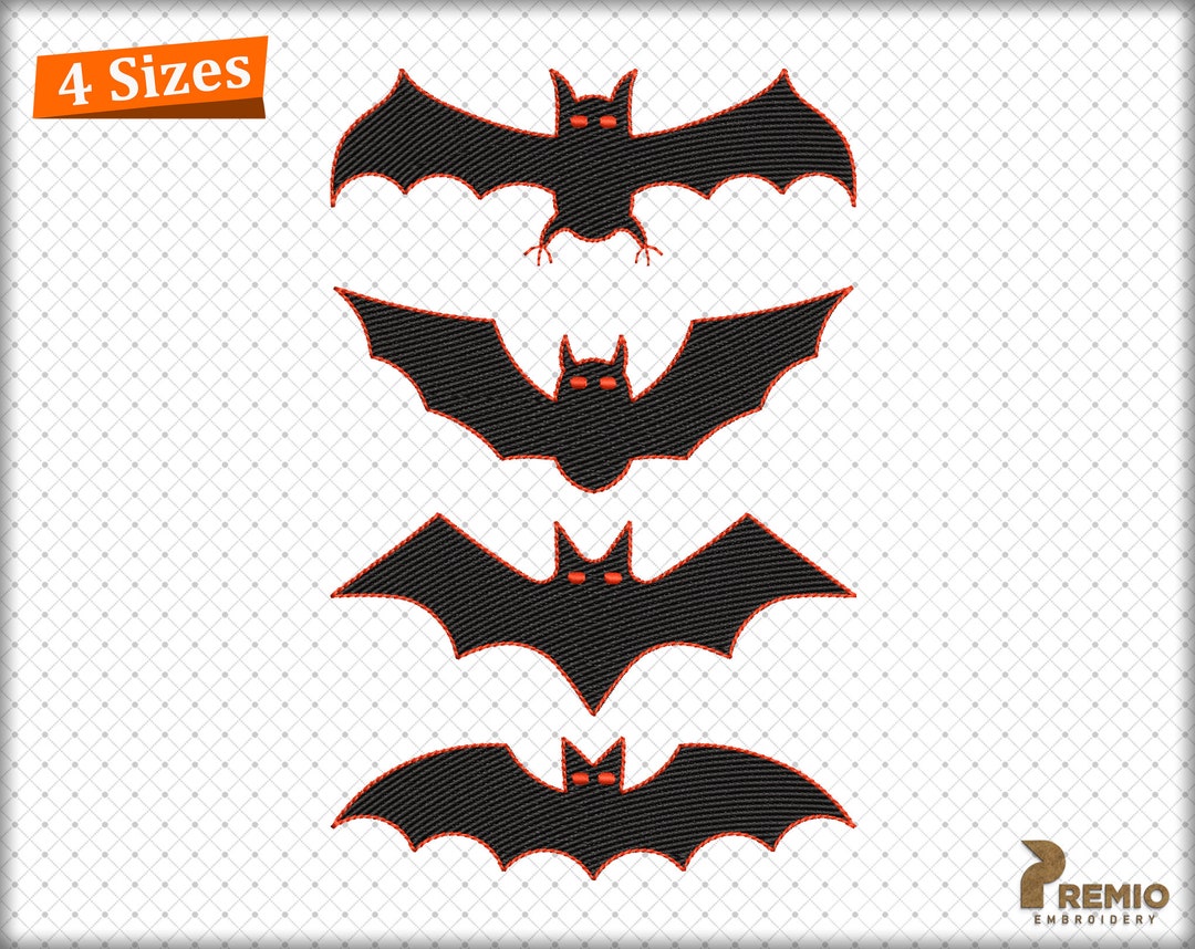 Bats Embroidery Designs, Four Flying Bats Machine Embroidery Design ...