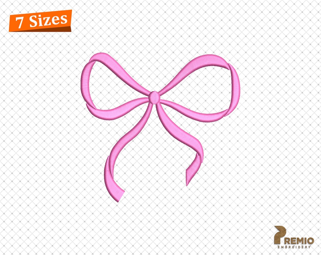 Mini Bow Embroidery Files, Side Bow Pink Ribbon Machine Embroidery ...