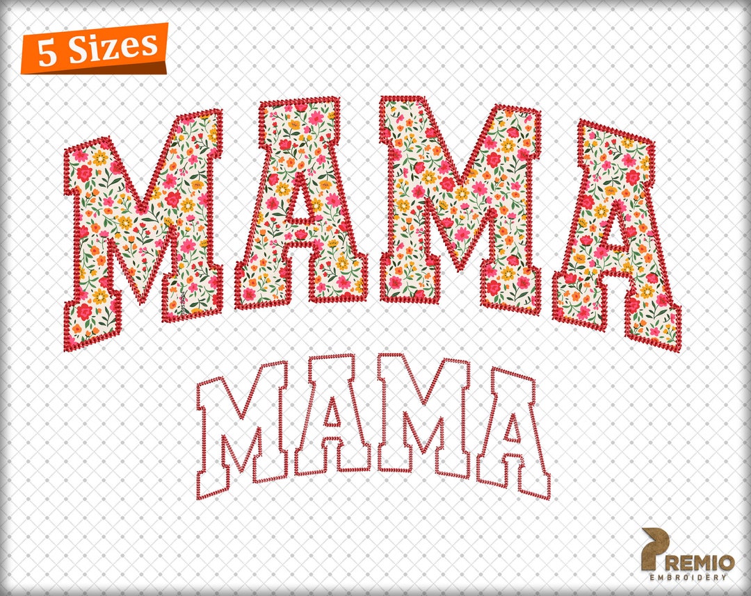 Valentine Mama Arched Applique, MAMA Applique Design, Mama Embroidery ...