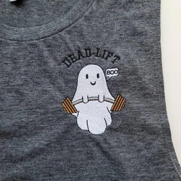 Dead Lift Embroidery Design, Gym Ghost Halloween Embroidery Design ...