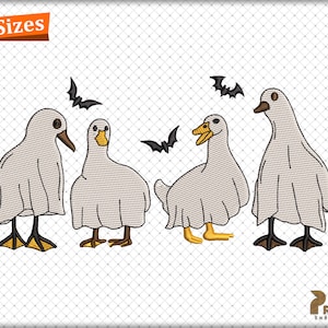 Ghost Duck Embroidery Design, Halloween Animal Ghost Designs, Halloween ...