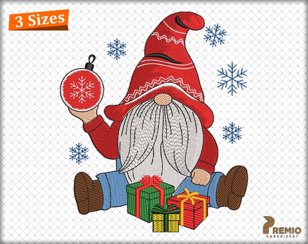 Christmas Gnome Embroidery Design, Merry Christmas Embroidery Design ...