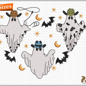 Western Ghost Embroidery Design, Howdy Ghost Embroidery Design, Country ...