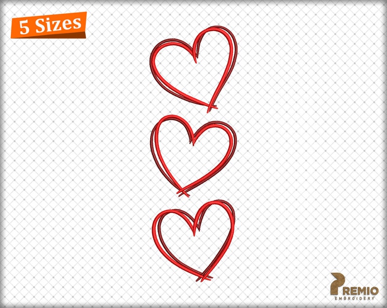 Hearts Embroidery Design, Heart Machine Embroidery Design, Three Mini ...