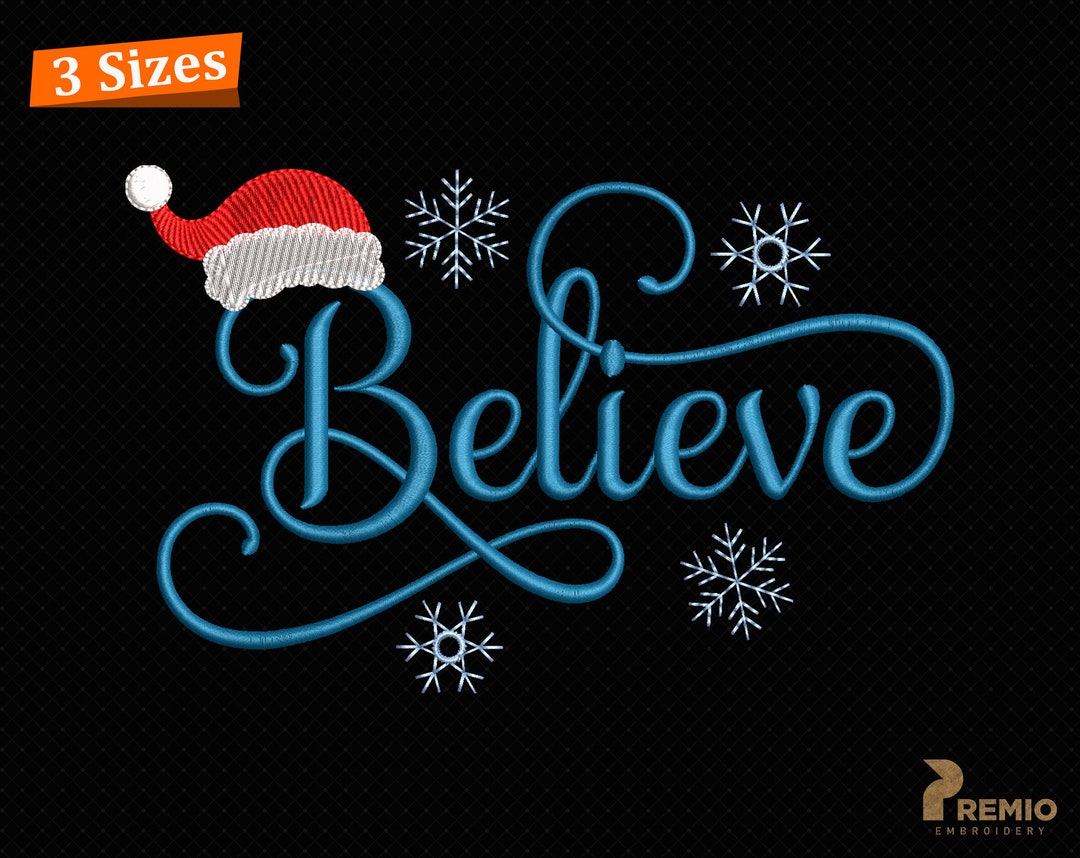 Believe Embroidery Design, Believe Machine Embroidery Designs, Santa ...