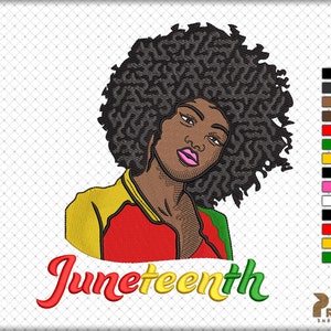 Juneteenth Embroidery Designs, Juneteenth 1865, Afro Woman Machine ...