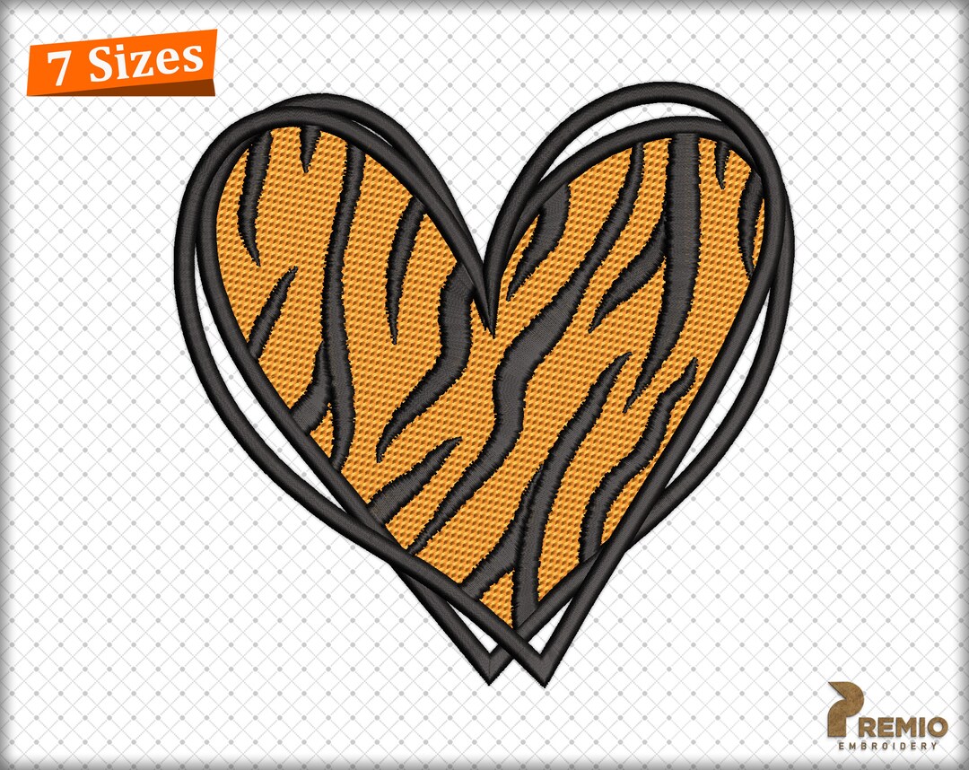 Tiger Heart Embroidery Design, Wild Animal Print Embroidery Design ...