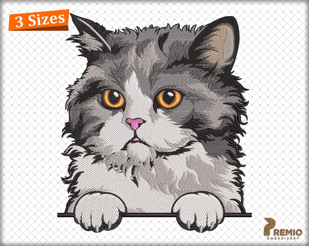 Cat Embroidery Design, Cute Cat Embroidery Design, Kitten Cat ...