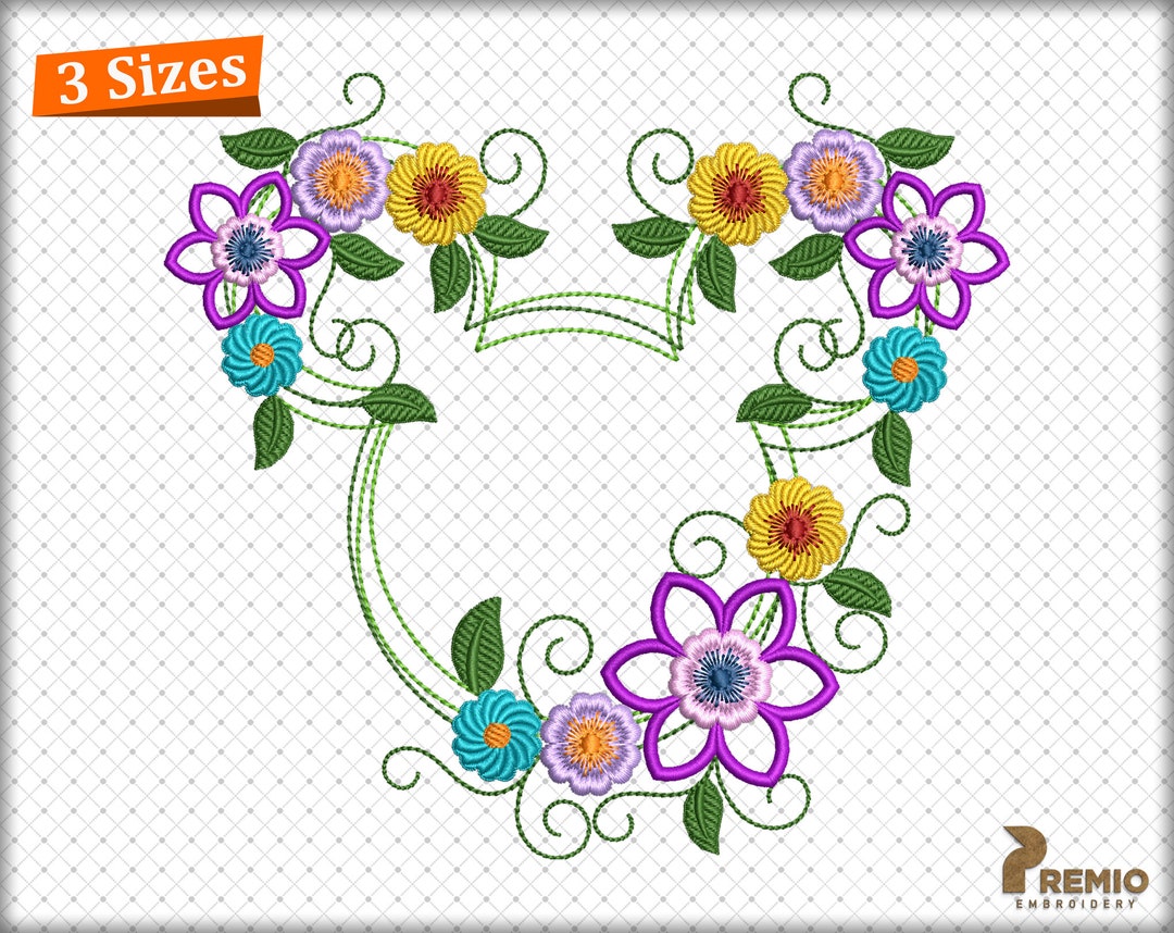 Spring Embroidery Designs, Floral Spring Monogram Embroidery Design ...