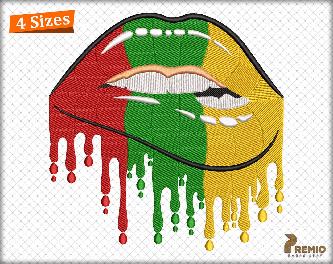 Juneteenth Drip Lips Embroidery Design, Juneteenth 1865 Melanin Drip ...