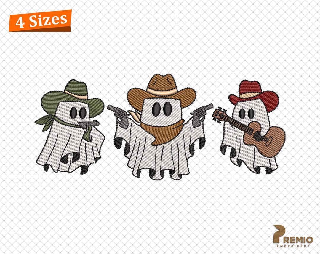 Howdy Ghost Embroidery Design, Western Ghouls Embroidery Design ...