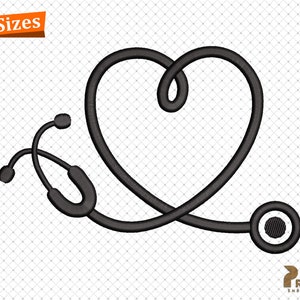 Heart Stethoscope Embroidery Design, Stethoscope Nurse Embroidery Files ...